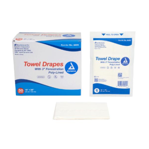 Dynarex Disposable Towel Drapes Fenestrated - Sterile, 18" x 26", 6/50 ...