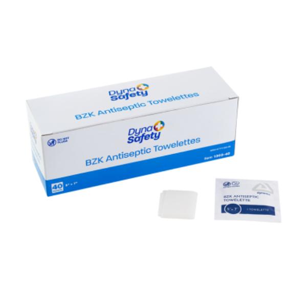 Dynarex BZK Antiseptic Towelettes, 5" x 7", 25/40/cs 1303-40
