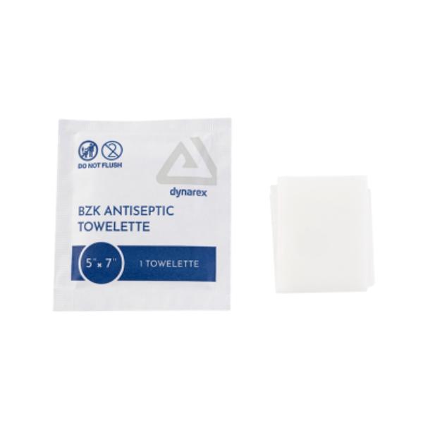 Dynarex BZK Antiseptic Towelettes, 5" x 7", 1000/cs Bulk 1331