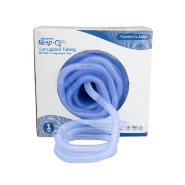 Dynarex Corrugated Tubing 100' (30.5 m), Segmented, Blue, 1/cs 34211