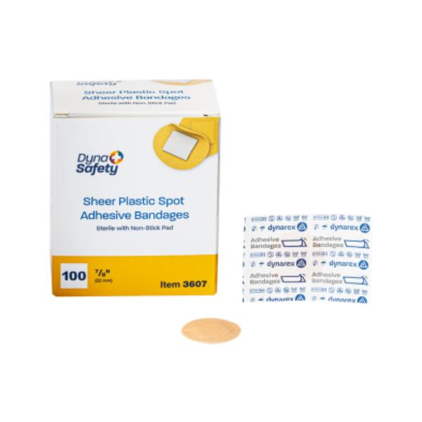 Dynarex Sheer Spot Adhesive Bandages - Sterile, 7/8", 48/100/cs 3607
