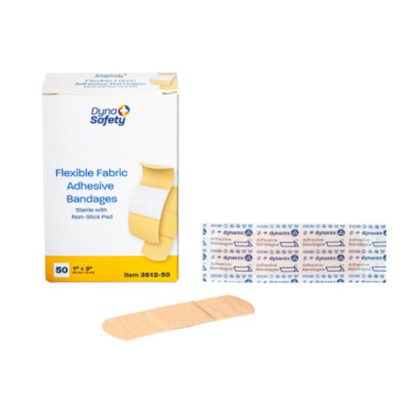 Dynarex Adhesive Flexible Fabric Bandages - Sterile, 1" x 3", 50/50/cs ...