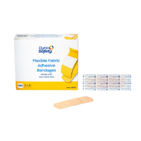 Dynarex Adhesive Flexible Fabric Bandages - Sterile, 1" x 3", 24/100cs 3612