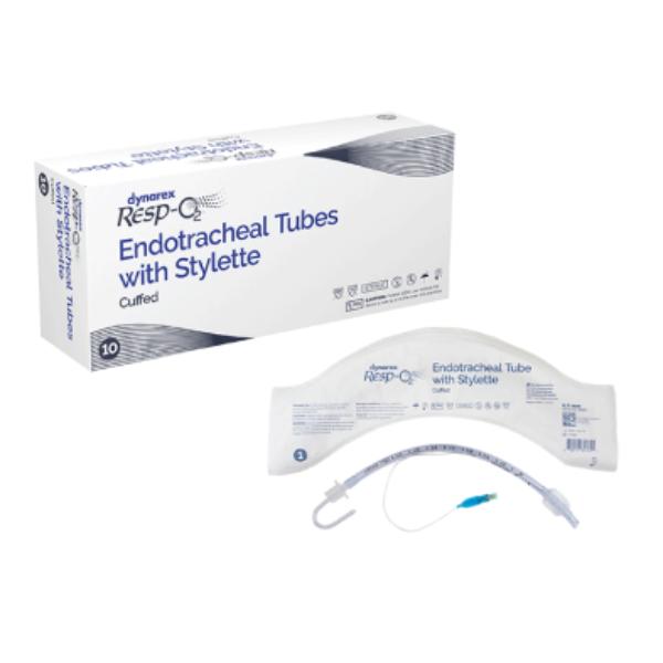 Dynarex Endotracheal Tubes w/ Stylette - Cuffed, 6.5 mm, 10/bx 36250