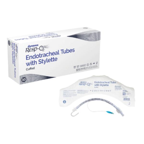 Dynarex Endotracheal Tubes w/ Stylette - Cuffed, 8.5 mm, 10/bx 36254
