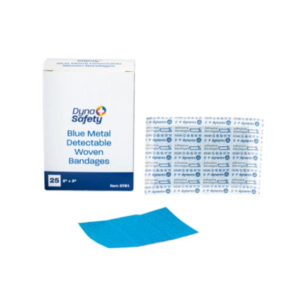 Dynarex Blue Metal Detectable Woven Bandage XL, 2" x 3", 50/25/cs 3761
