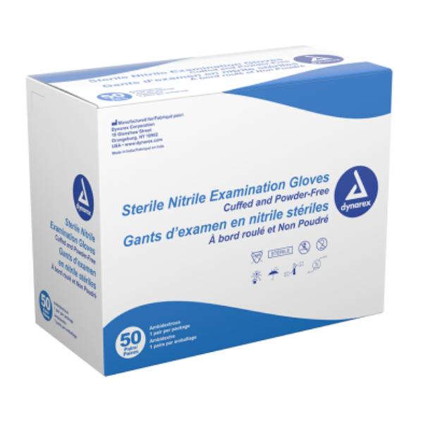 Dynarex Nitrile Sterile Exam Gloves, Pairs, Large, Powder Free, 8/50pr ...