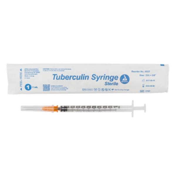 Dynarex Tuberculin Non-Safety Syringe - Luer Slip, 25G, 5/8" Needle, 1 ...