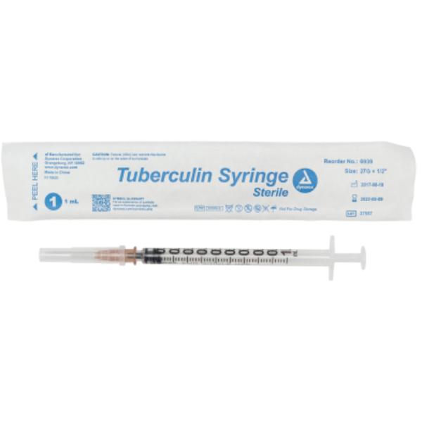 Dynarex Tuberculin Non-Safety Syringe - Luer Slip, 27G, 1/2" Needle, 1 ...