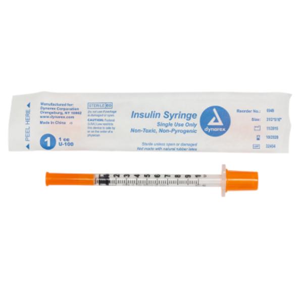 Dynarex Insulin Syringe - Non-Toxic - Individual Wrapped, 31G, 5/16 ...