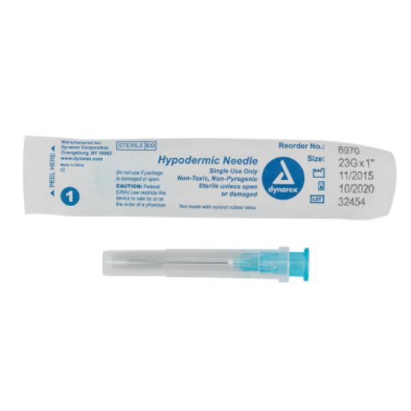 Dynarex Hypodermic Needle - Non-Toxic, 23G, 1" Needle, 10/100/cs 6970