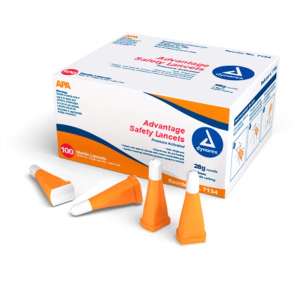 Dynarex Advantage Pressure Activated Safety Lancets - Sterile, 28G, 1.8 ...