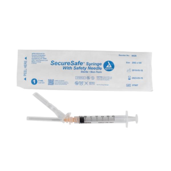 Dynarex SecureSafe Syringe w/ Safety Needle - Luer Lock, 25G, 5/8 ...