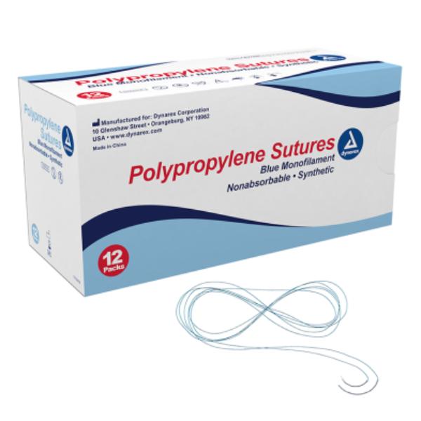 Dynarex Polypropylene Sutures-Non Absorbable - Synthetic, Blue, 5-0, C3 ...