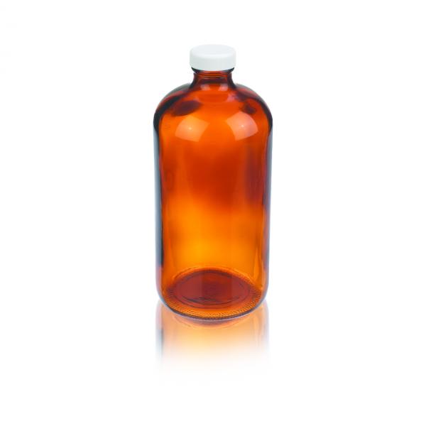 DWK Life Sciences 1000mL Wheaton Boston Round Bottle, Amber, Cs/12 W216841