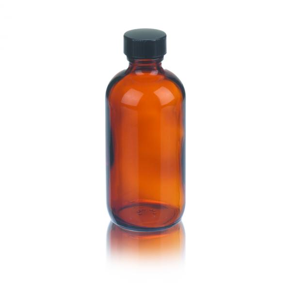 DWK Life Sciences 125 mL Wheaton Boston Round Bottle, Amber Cs/24 W216855