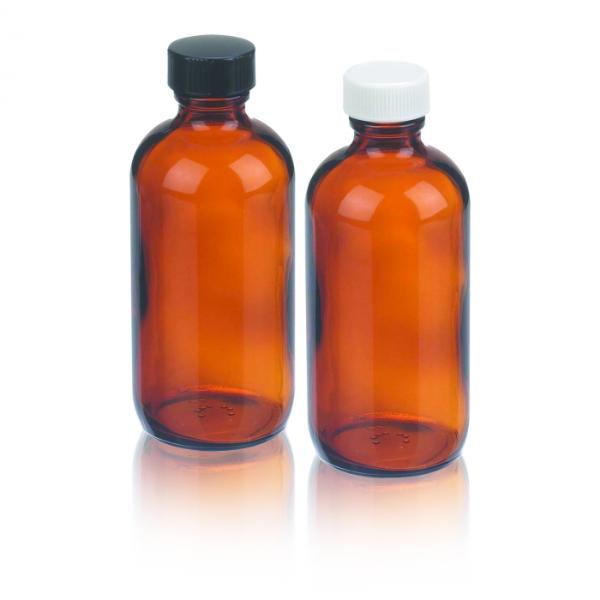 DWK Life Sciences 250 mL Wheaton Amber Safety Coated Boston Round ...