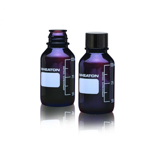 DWK Life Sciences 125 mL Wheaton Media / Lab Bottle, Without Cap, Amber ...