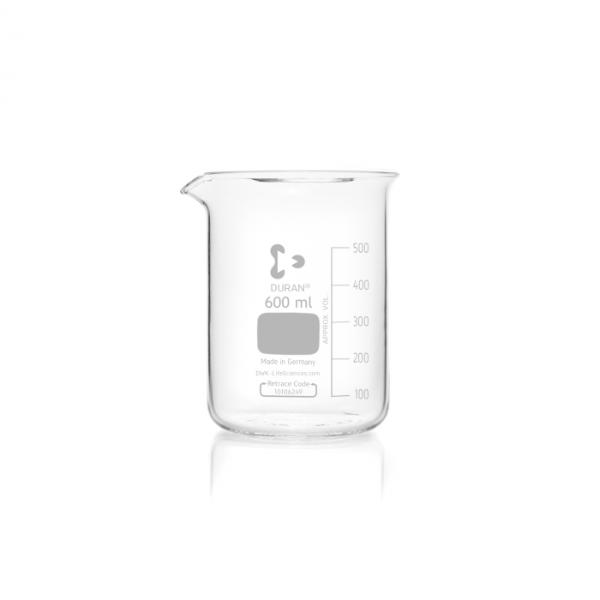 DWK Life Sciences 600 mL Duran Beaker, low form, with spout Cs/1 211064806