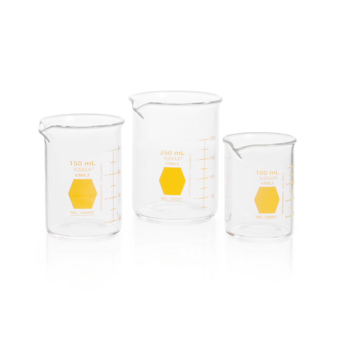 DWK Life Sciences 400 mL Kimble Kimax Colorware Beaker, low form Yellow ...