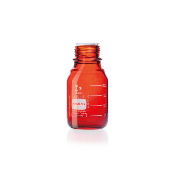 DWK Life Sciences 250 mL Duran protect+ GL 45 Laboratory Bottle Amber ...