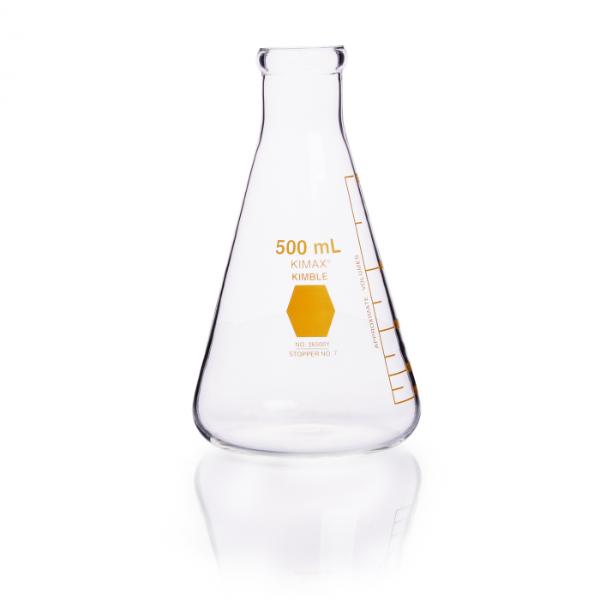 DWK Life Sciences 500 mL Kimble Kimax Coloware Erlenmeyer Flask, Yellow ...
