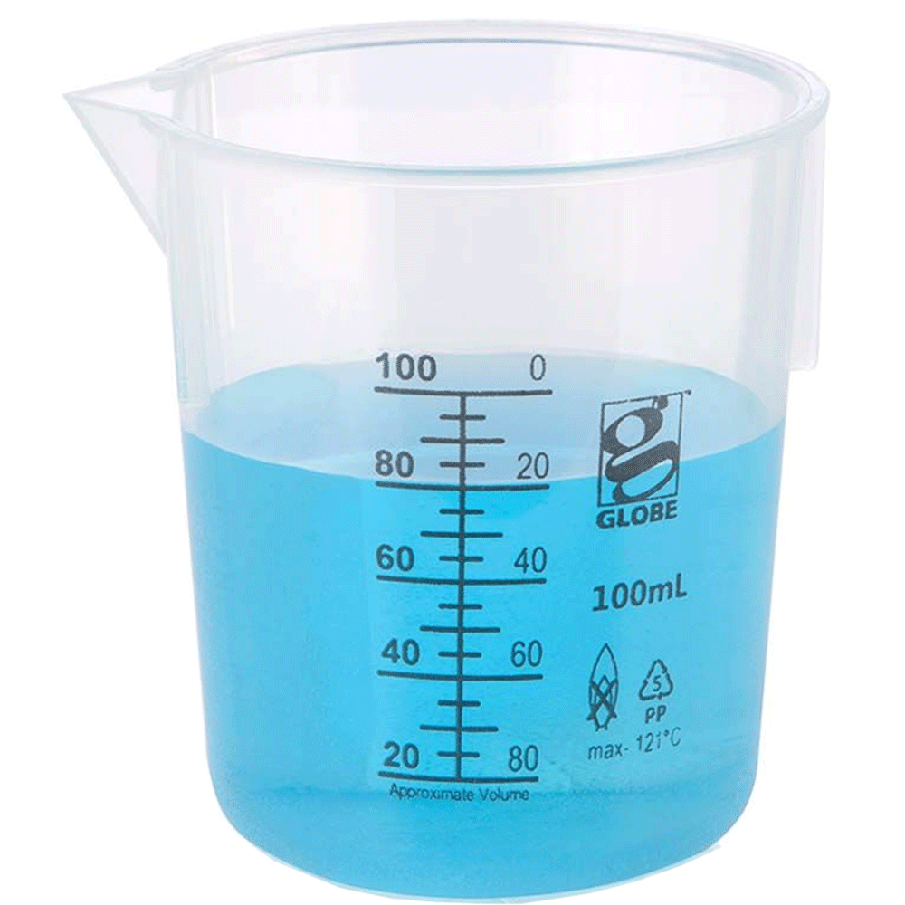 Globe Scientific 100mL Beaker, Low Form, Graduations, PP Griffin Style ...