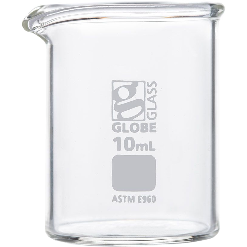 Globe Scientific 10mL Beaker , Globe Glass, Low Form Griffin Style,12/Box Lab Equipment ...