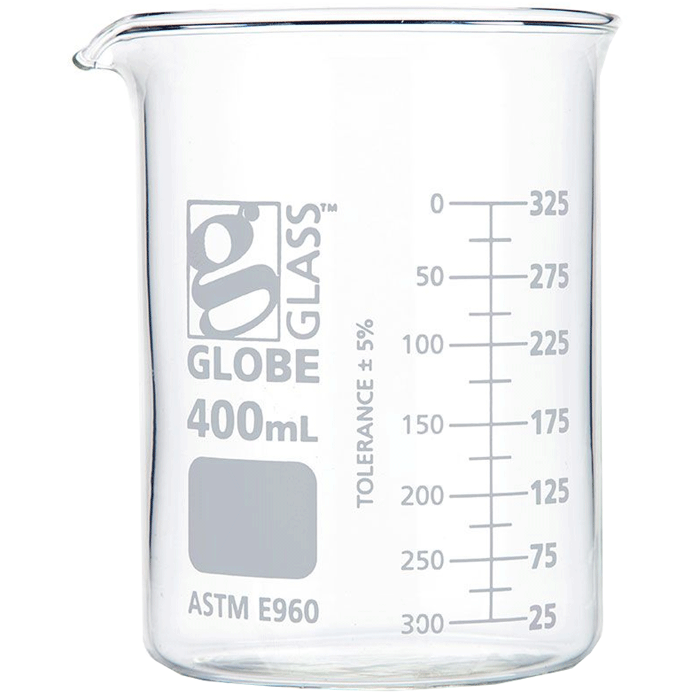 Globe Scientific 400mL Beaker , Globe Glass, Low Form Griffin Style,12/Box Lab Equipment ...