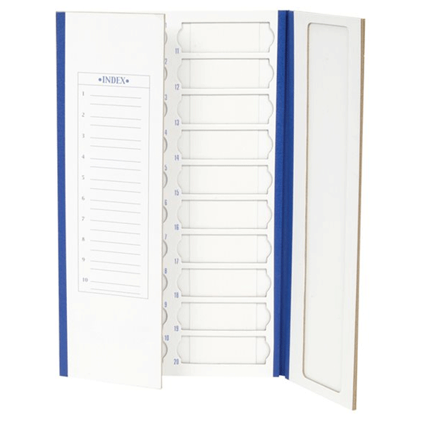 Heathrow 20-Place Cardboard Slide Tray, Blue Trim HS9913