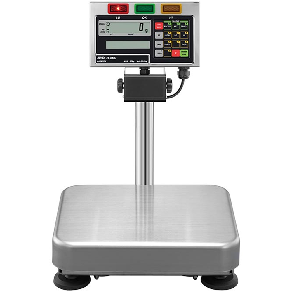 A&D FS-30Ki Static Checkweighing Scale, 70lb x 0.005lb / 30kg x 0.002kg