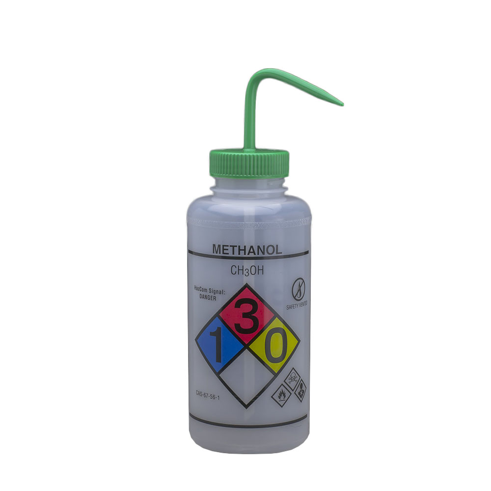 Bel-Art GHS Labeled Safety-Vented Methanol Wash Bottle 12432-0011 (Pack ...