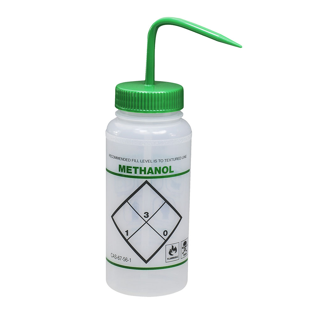Bel-Art Safety-Labeled 2-Color Methanol Wide-Mouth Wash Bottle 11646 ...