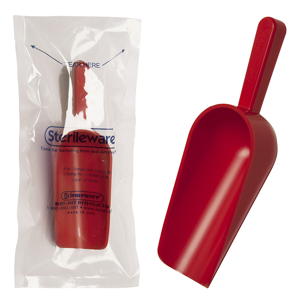 Bel-Art Sterile Sampling Scoop; 250mL, Red, Individually Wrapped (Pack ...